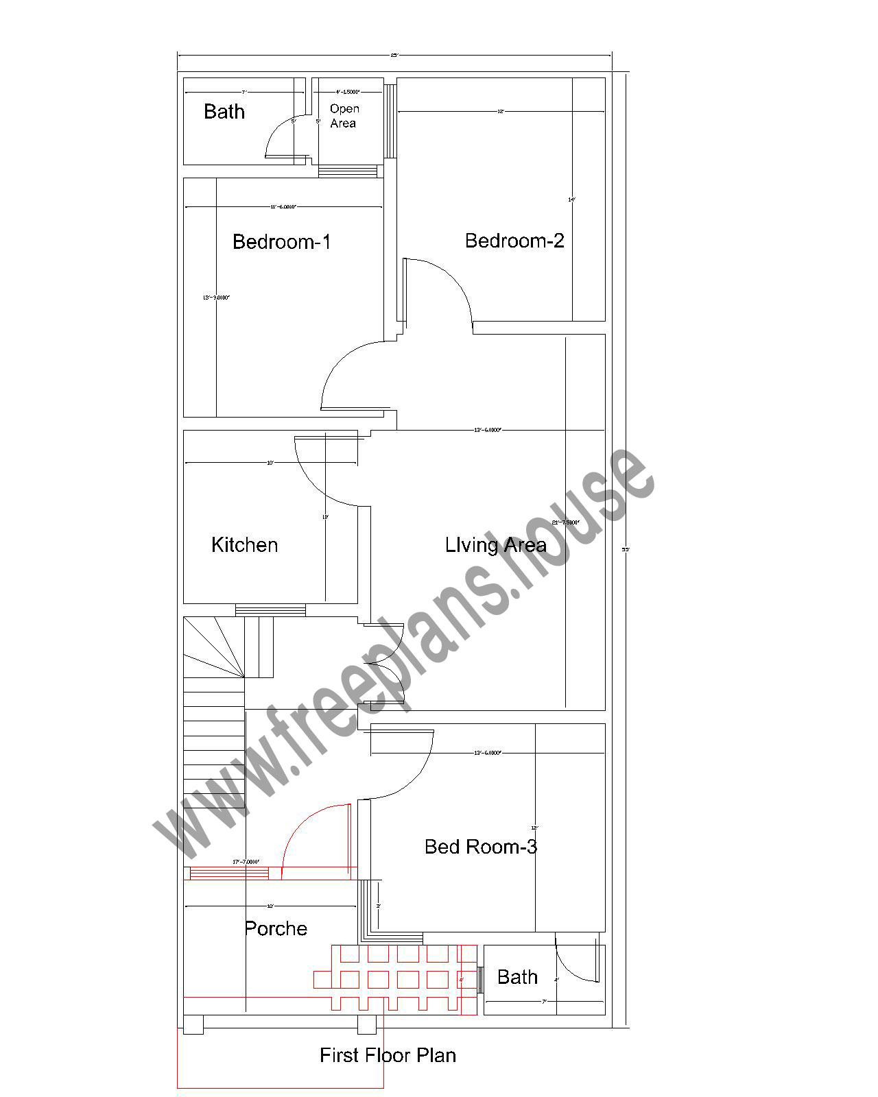 25×55 Square Feet House Plan – Free House Plans